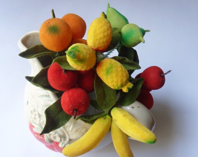 Flocked Fruit Picks, Six Assorted Artificial Fruit Picks for Craft ...