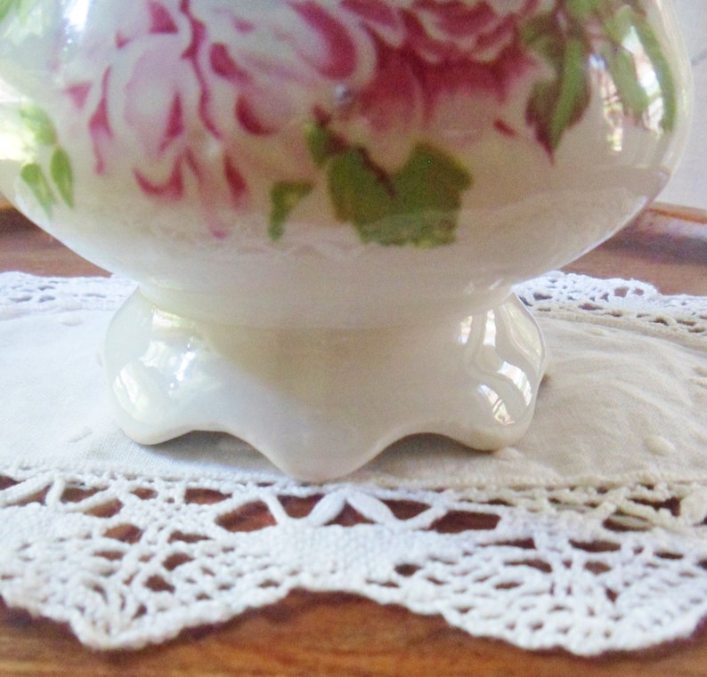 Flow Blue Vase With Roses Vintage Footed Victorian Flower - Etsy