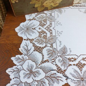 White Lace Doily, Rectangular Doily With Pansies, Vintage Doily With ...
