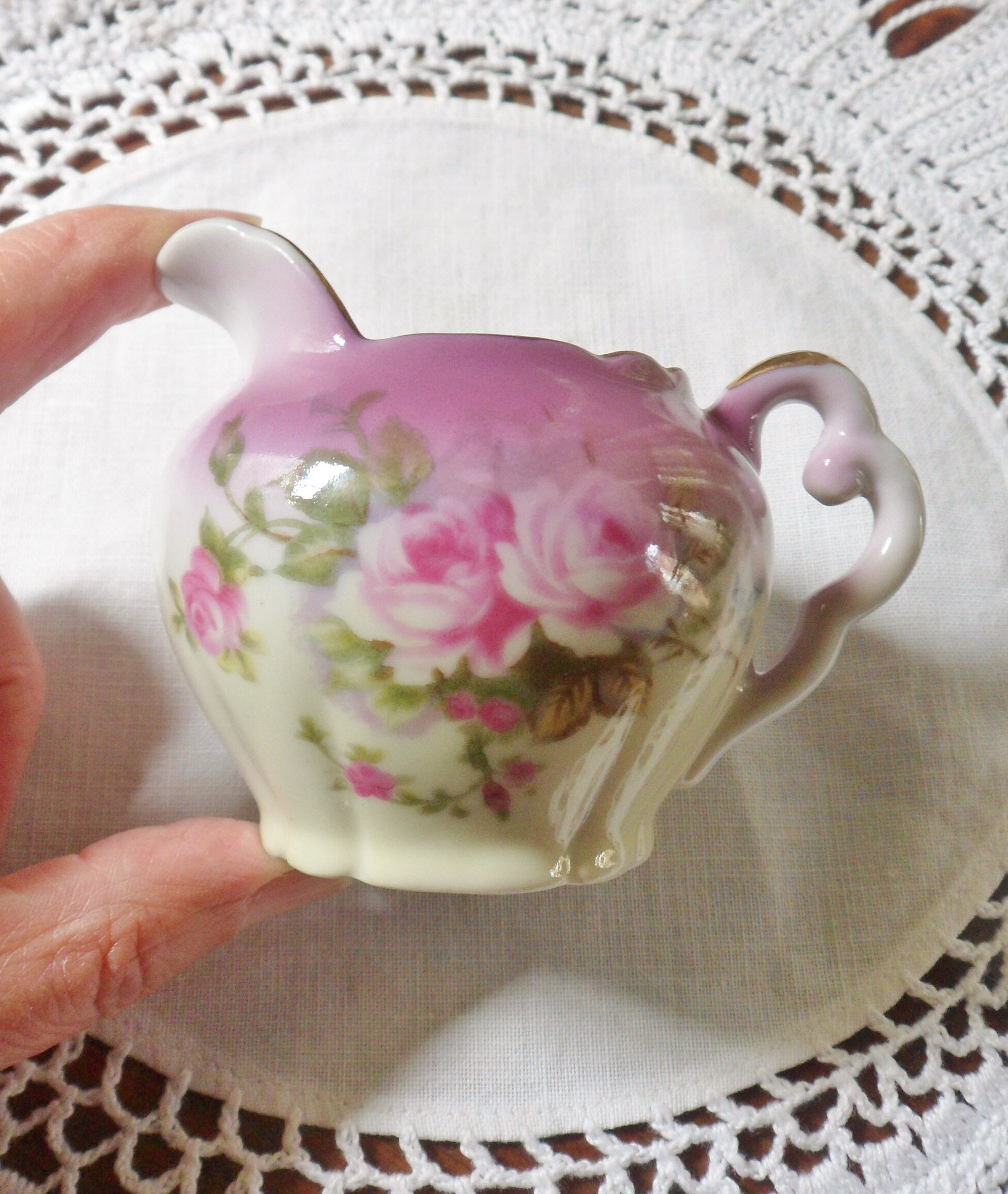 Lefton Cream Pitcher, Small Vintage Hand Painted Rose Creamer, Lefton ...