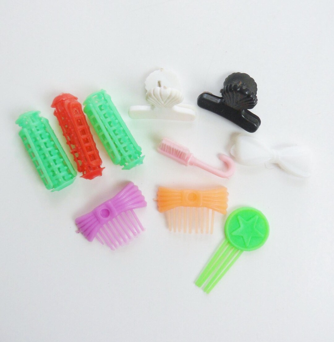 Barbie Hair Accessories, Curlers Combs Clips Pick and Barrette, Vintage ...