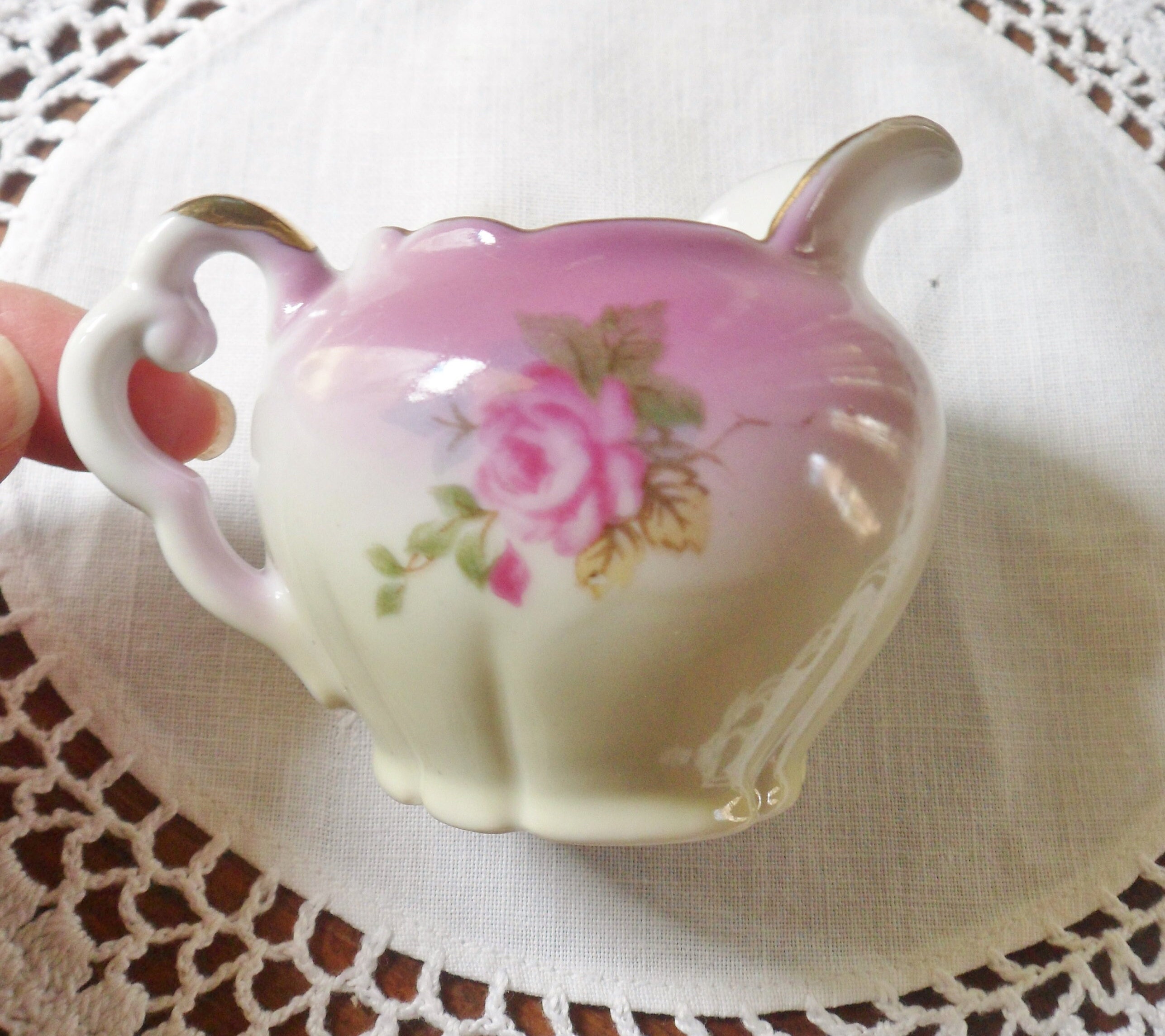 Lefton Cream Pitcher, Small Vintage Hand Painted Rose Creamer, Lefton ...