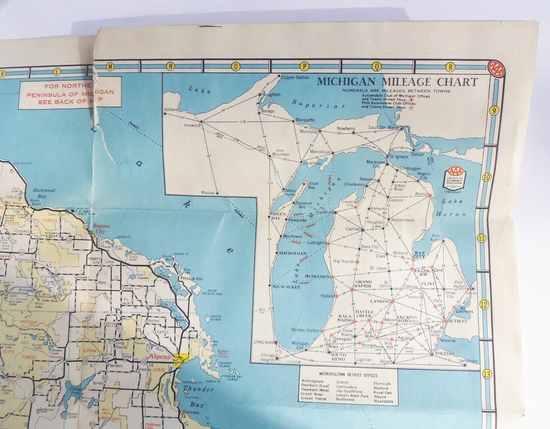 Michigan Road Map 1957 Lower and Upper Peninsula Road Map - Etsy
