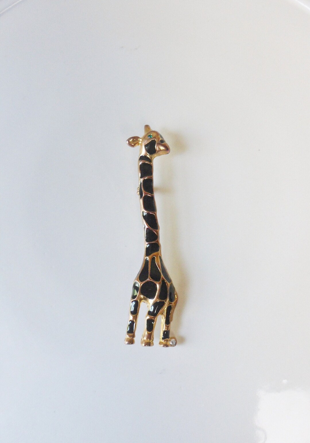 Giraffe Pin, Black Enamel Giraffe Pin With Rhinestones, Vintage Giraffe ...