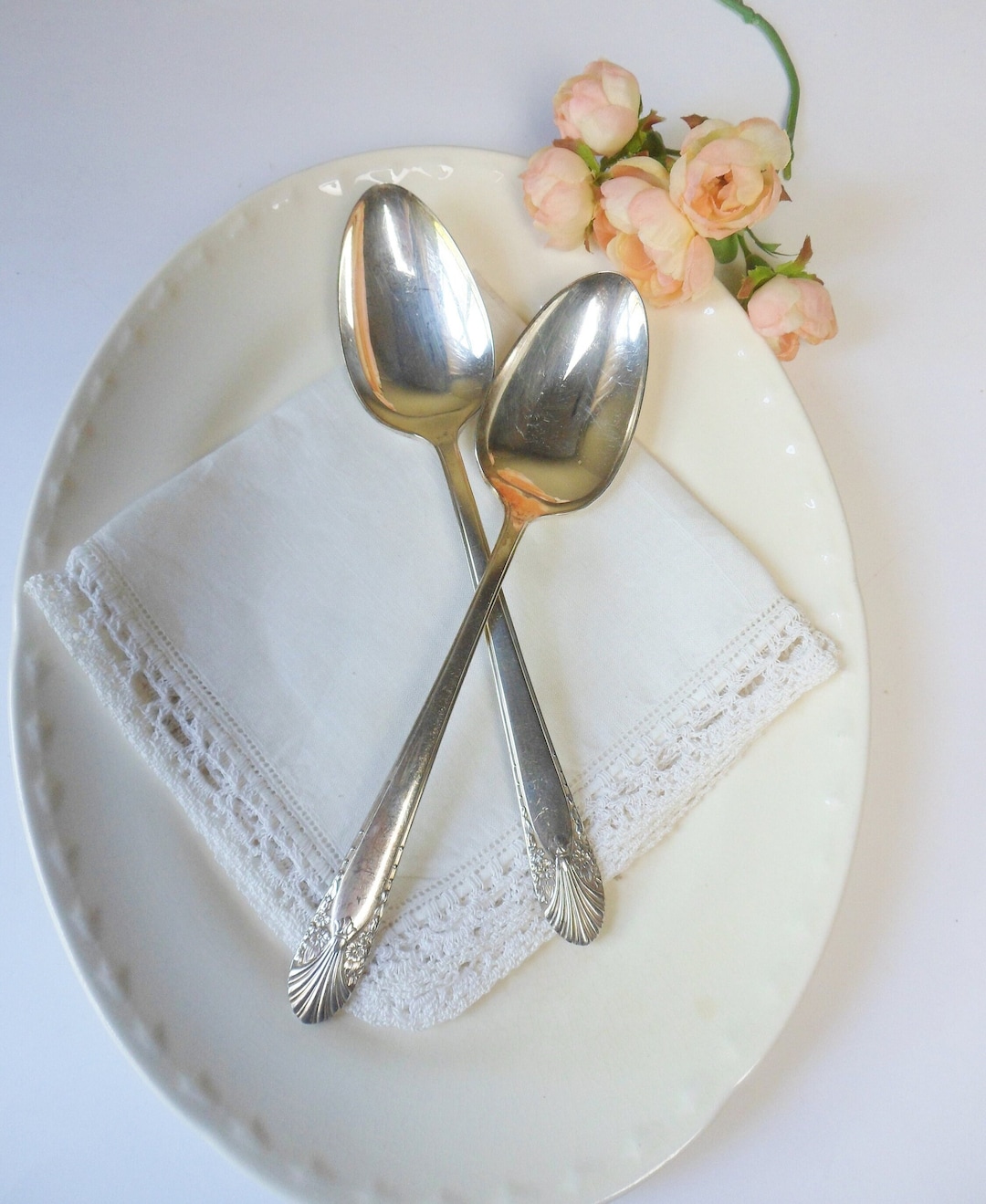 Two Crown Silverplate Serving Spoons, Antique Silver Spoons, Radiance ...