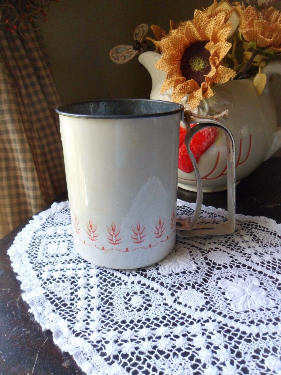 Androck Flour Sifter, Vintage 3 Cup Single Screen Metal Sifter With ...