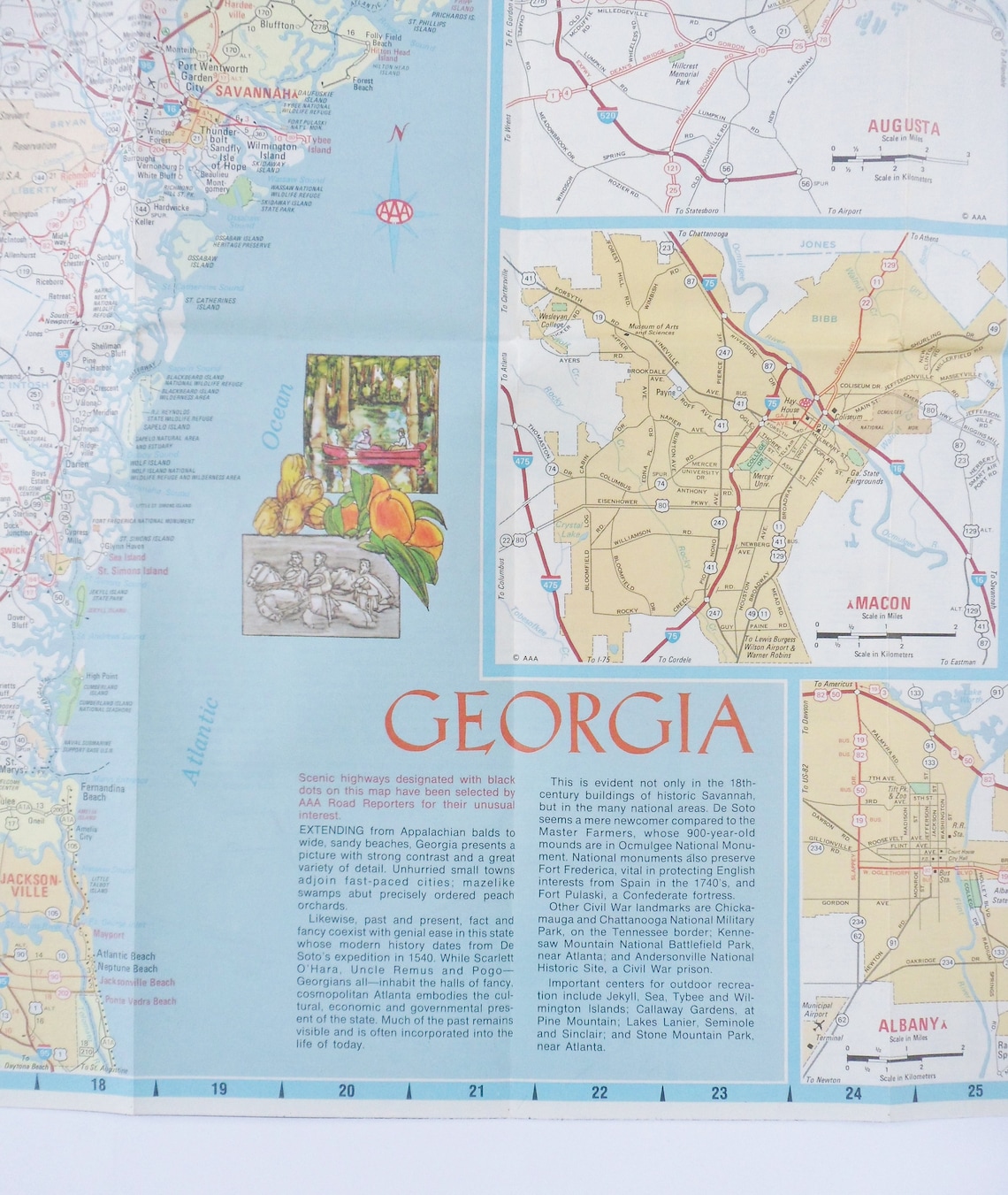 Alabama Georgia Road Map 1985 Road and City Street Map - Etsy