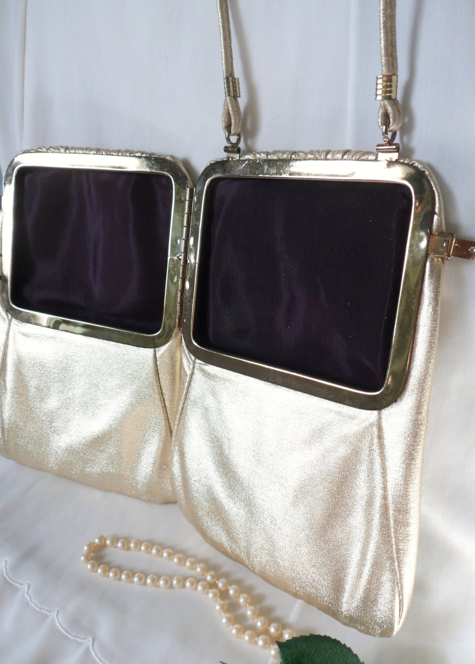 Gold Side Open Rhinestone Shoulder Purse Unusual Pocket Purse | Etsy