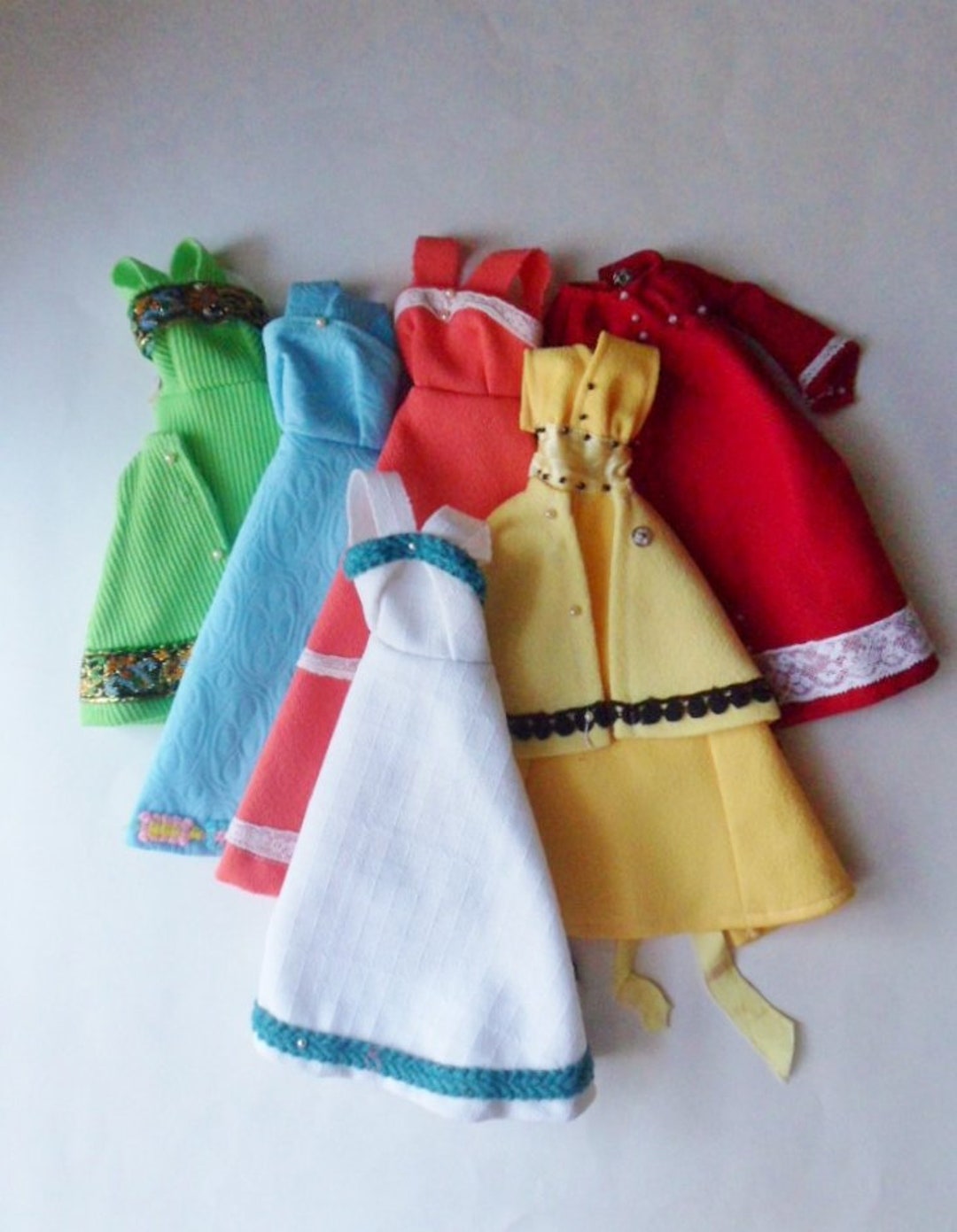 Six Assorted Handmade Barbie Doll Dresses, Vintage Barbie Summer Gowns ...