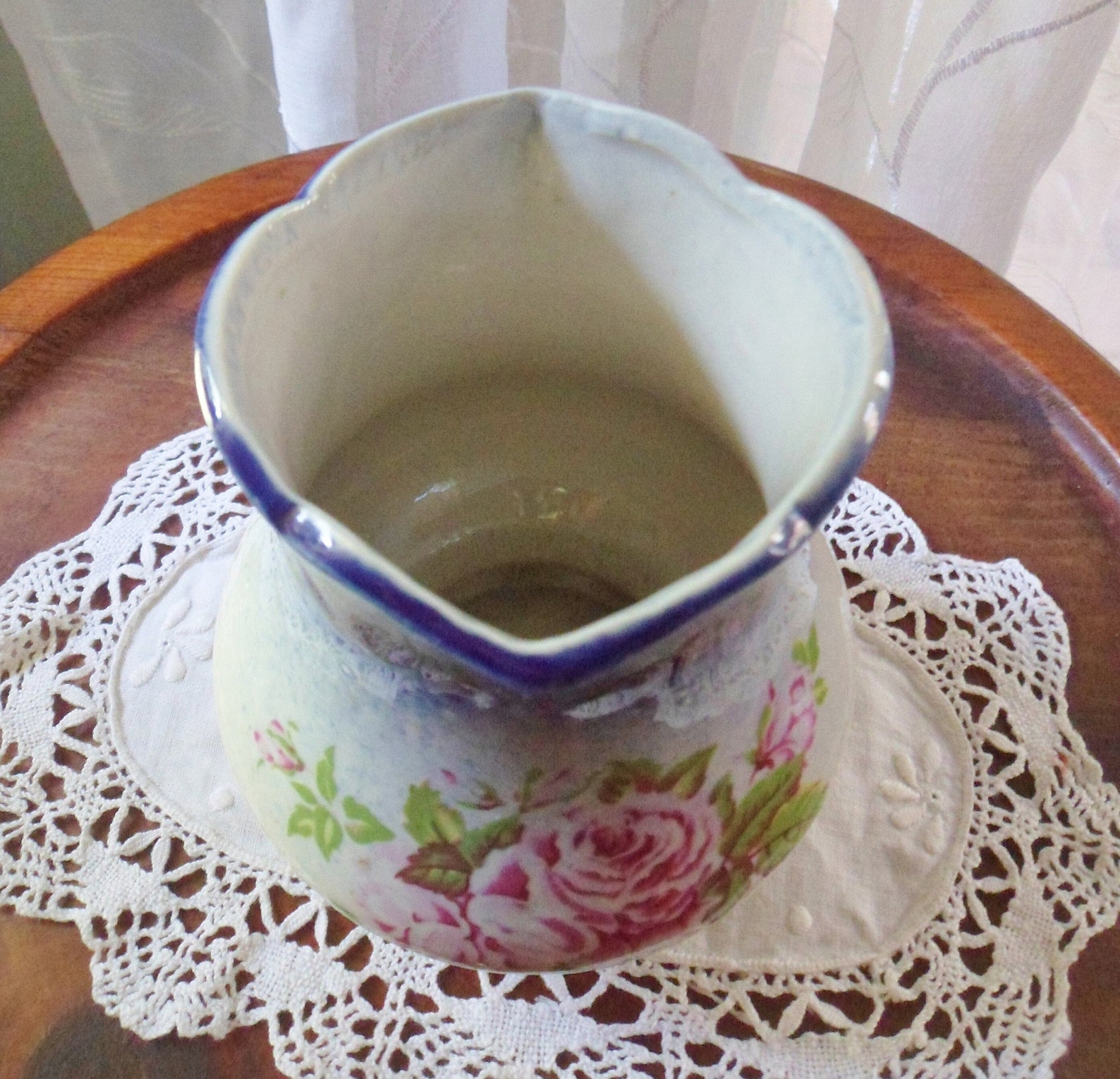 Flow Blue Vase With Roses Vintage Footed Victorian Flower - Etsy