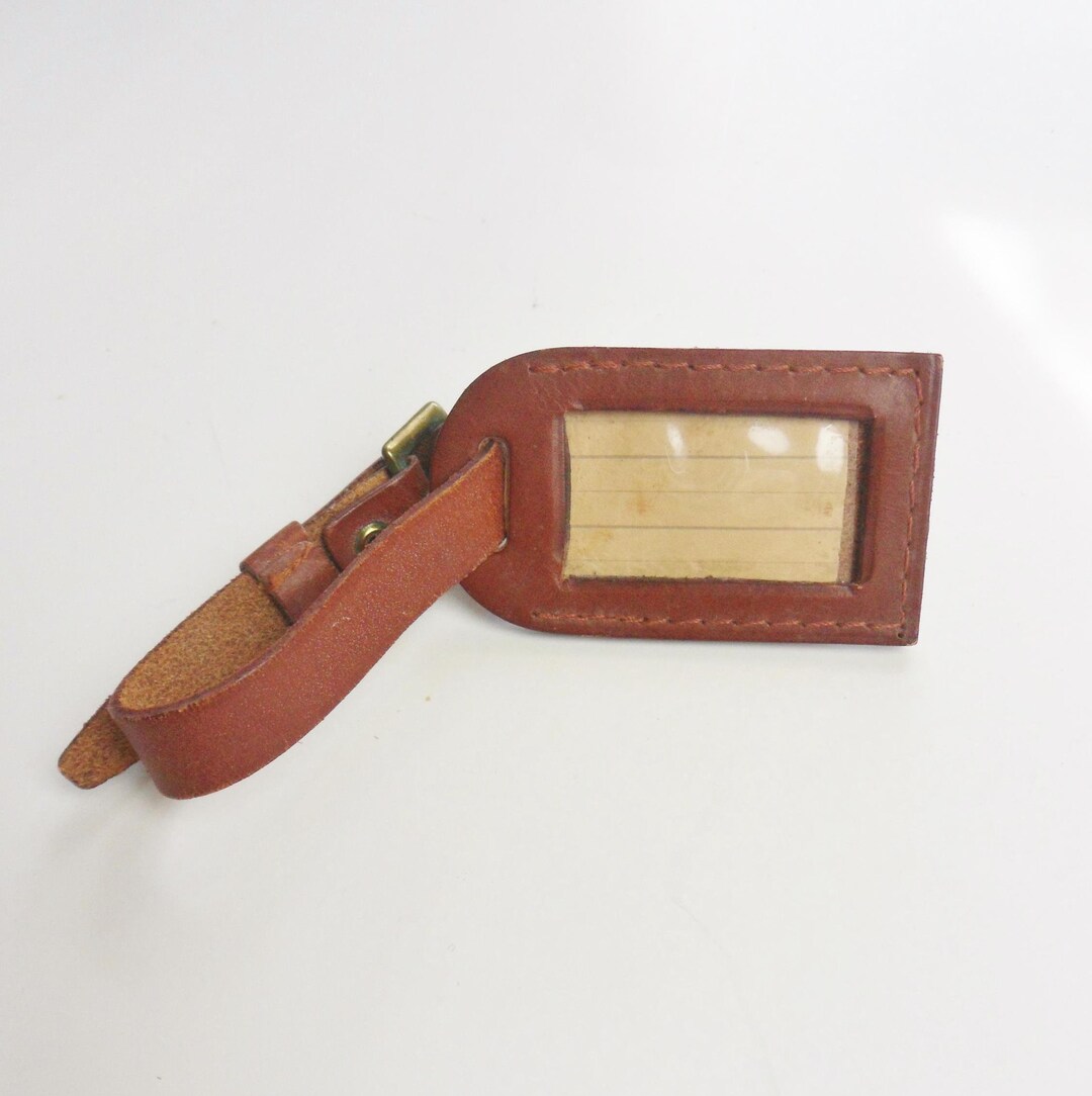 Polo Luggage Tag, Vintage Brown Leather Ralph Lauren Luggage Accessory ...