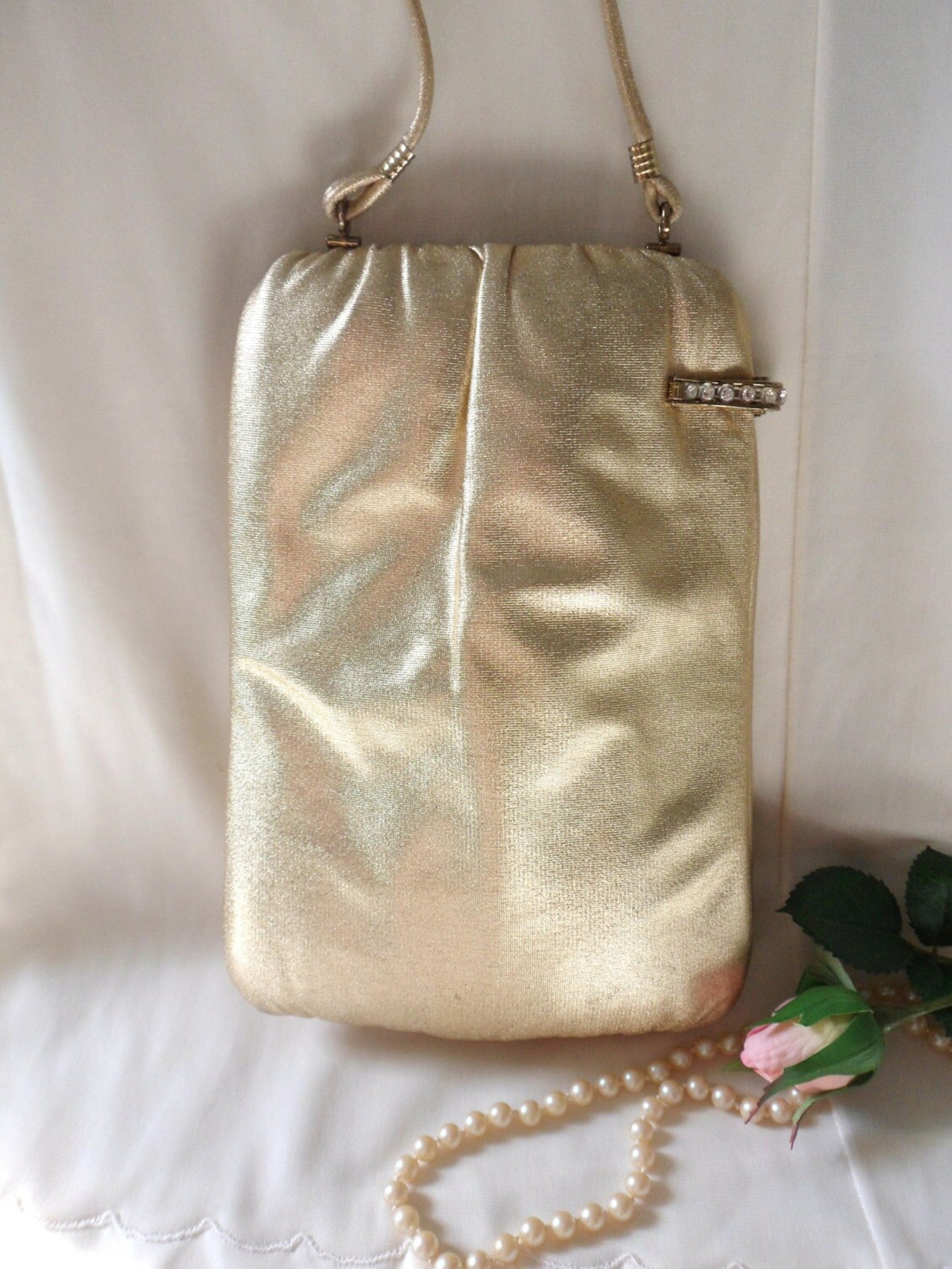 Gold Side Open Rhinestone Shoulder Purse Unusual Pocket Purse | Etsy