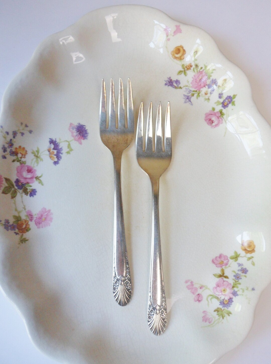 Two Crown Silverplate Salad Forks, Antique Silver Forks That Can Double ...