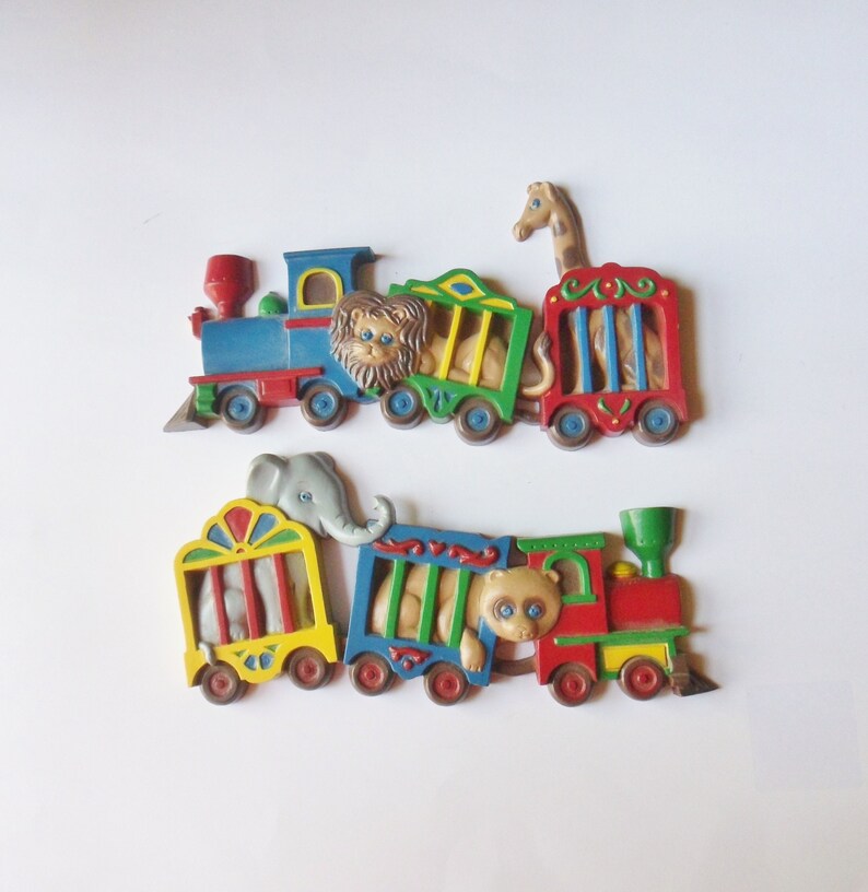 Two Zoo Train Wall Plaques Pair of Burwood Plastic Animal - Etsy