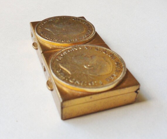 British Coin Pill Box, King George VI Pill Box, Doubl… - Gem