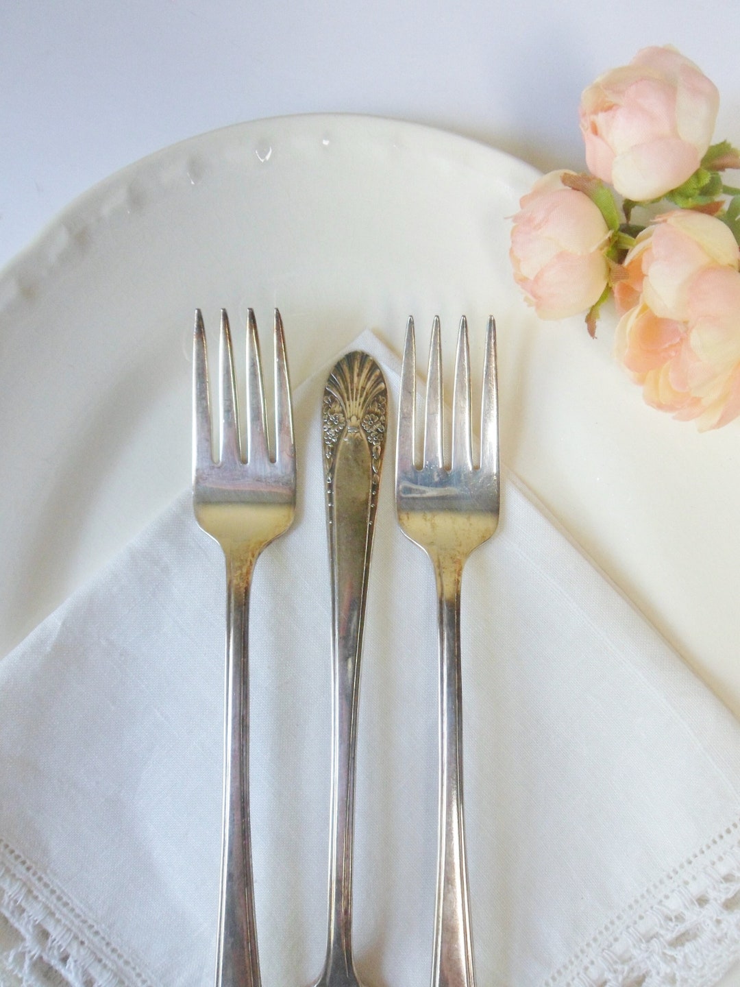 Three Crown Silverplate Dinner Forks, Antique Silver Table Forks ...