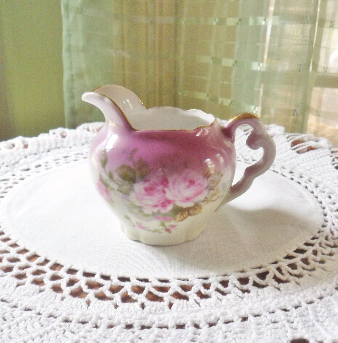 Lefton Cream Pitcher, Small Vintage Hand Painted Rose Creamer, Lefton ...