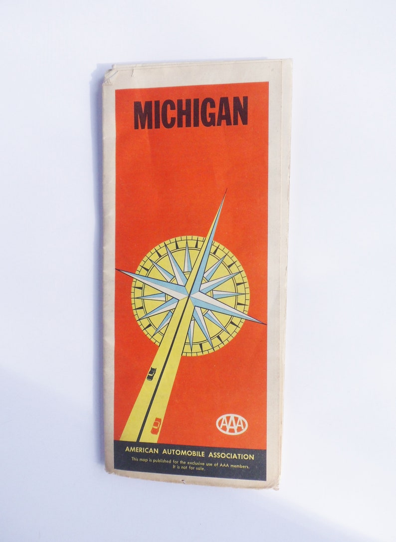 Michigan Road Map 1957 Lower and Upper Peninsula Road Map | Etsy