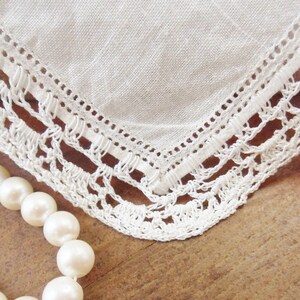White Hanky With Hand Crocheted Lace Edge, Handmade Whitework Hanky ...