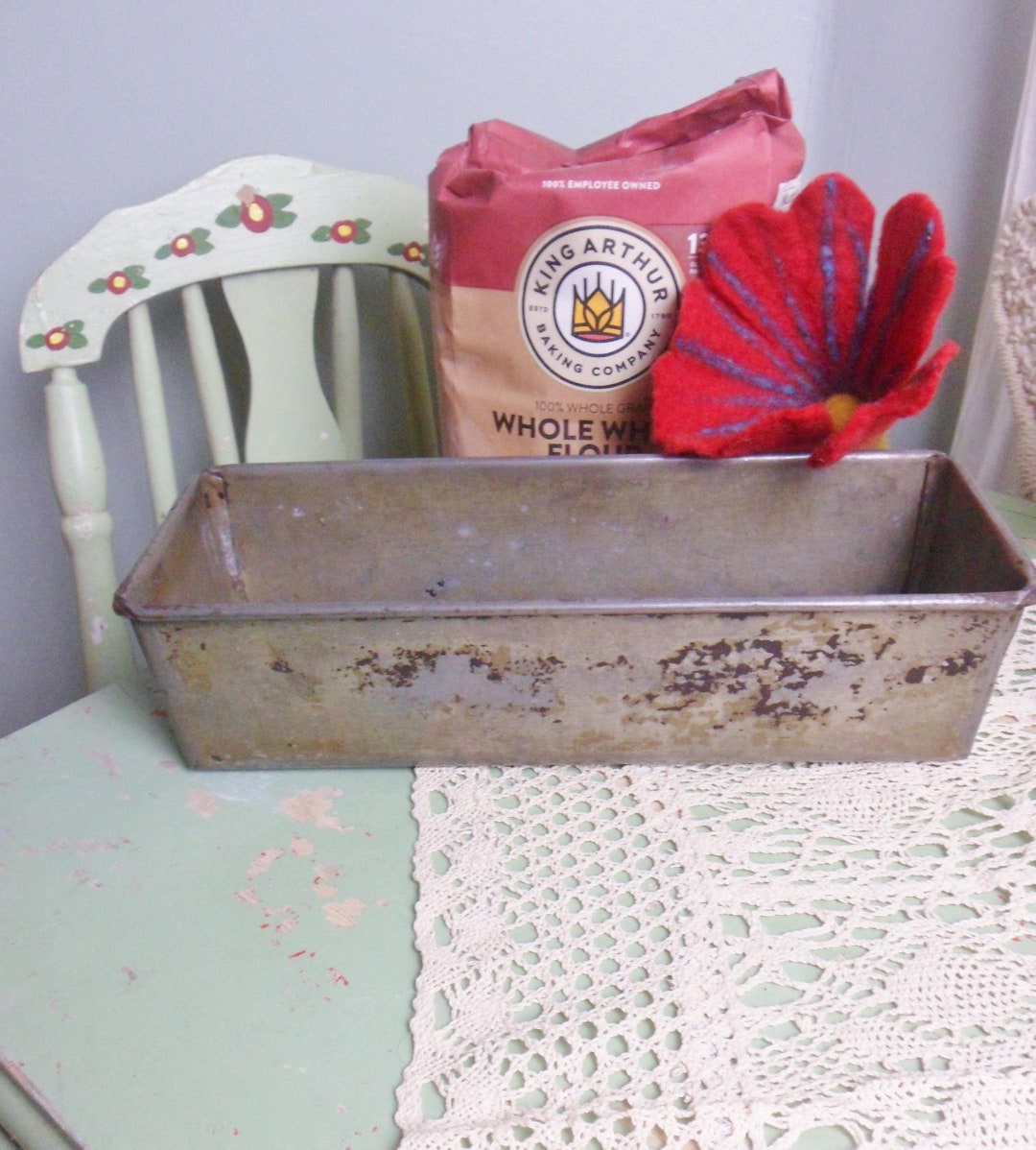Extra Long Bread Pan, Vintage Farmhouse Loaf Pan, Envelope End Farm Pan ...