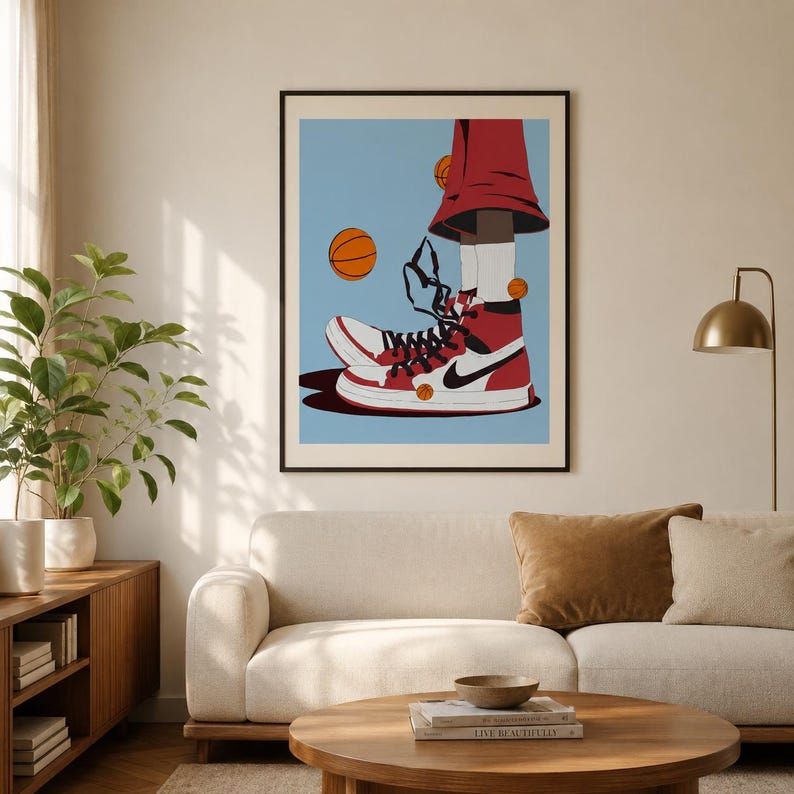Basketball Sneaker Art Print | Streetwear Sports Poster (digital ...