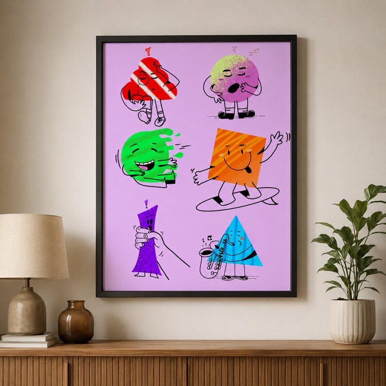 Geometric Character Poster | Playful Abstract Art, Colourful ...