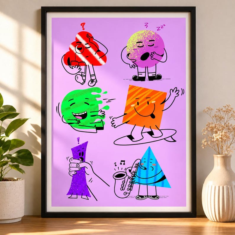 Geometric Character Poster | Playful Abstract Art, Colourful ...