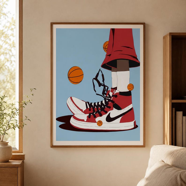 Basketball Sneaker Art Print | Streetwear Sports Poster (digital ...