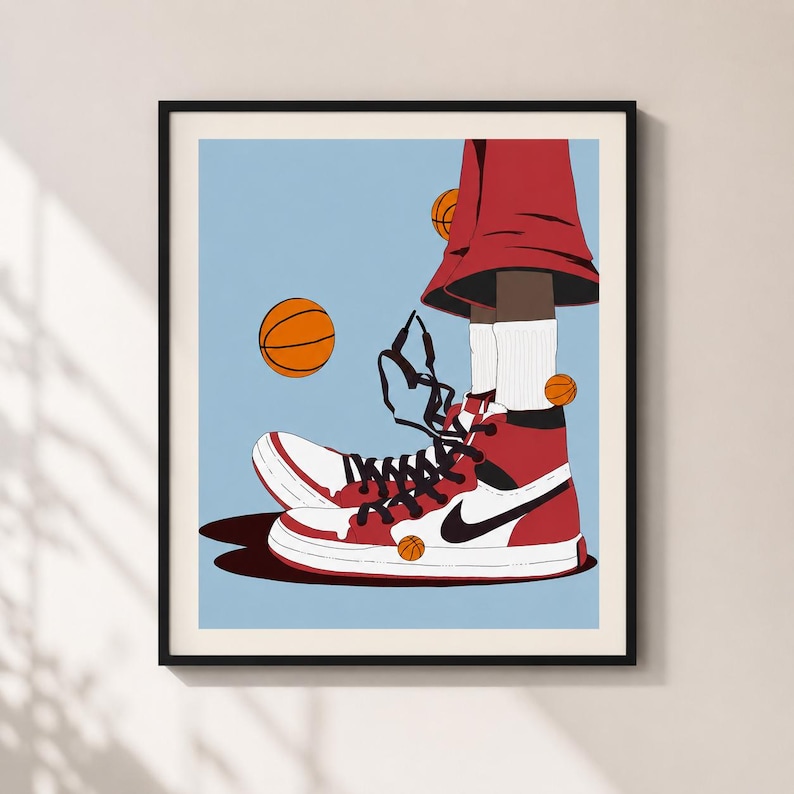 Basketball Sneaker Art Print | Streetwear Sports Poster (digital ...
