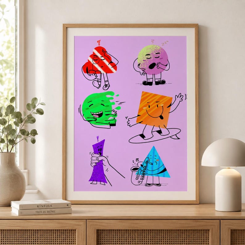 Playful Shapes Characters Print | Fun Geometry Math Classroom Decor ...