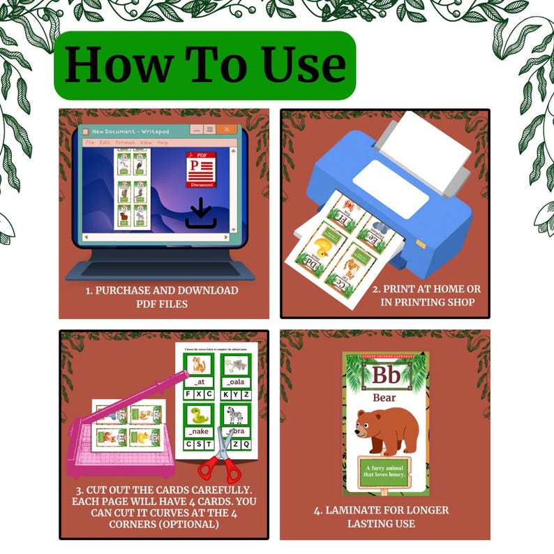 Alphabet Flashcards | Woodland ABC Learning Cards (digital Download) - Etsy