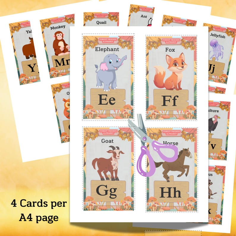 A-Z Alphabet Flashcards | Woodland ABC Learning Cards (printable PDF ...