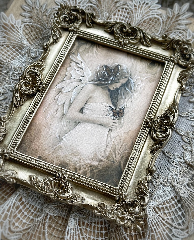 Dreamy Angel and Butterfly, Ethereal Remembrance Angel Art by Jessica ...