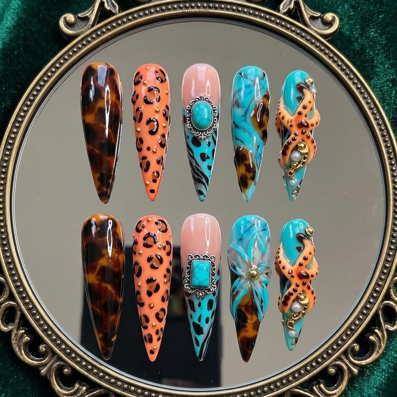 Tortoise Stiletto Nail - Etsy