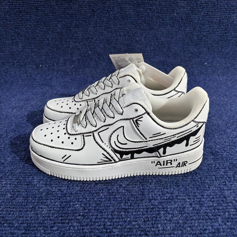Custom 2D Cartoon Drip Air Force 1 Sneakers | Hand-painted Sketch ...