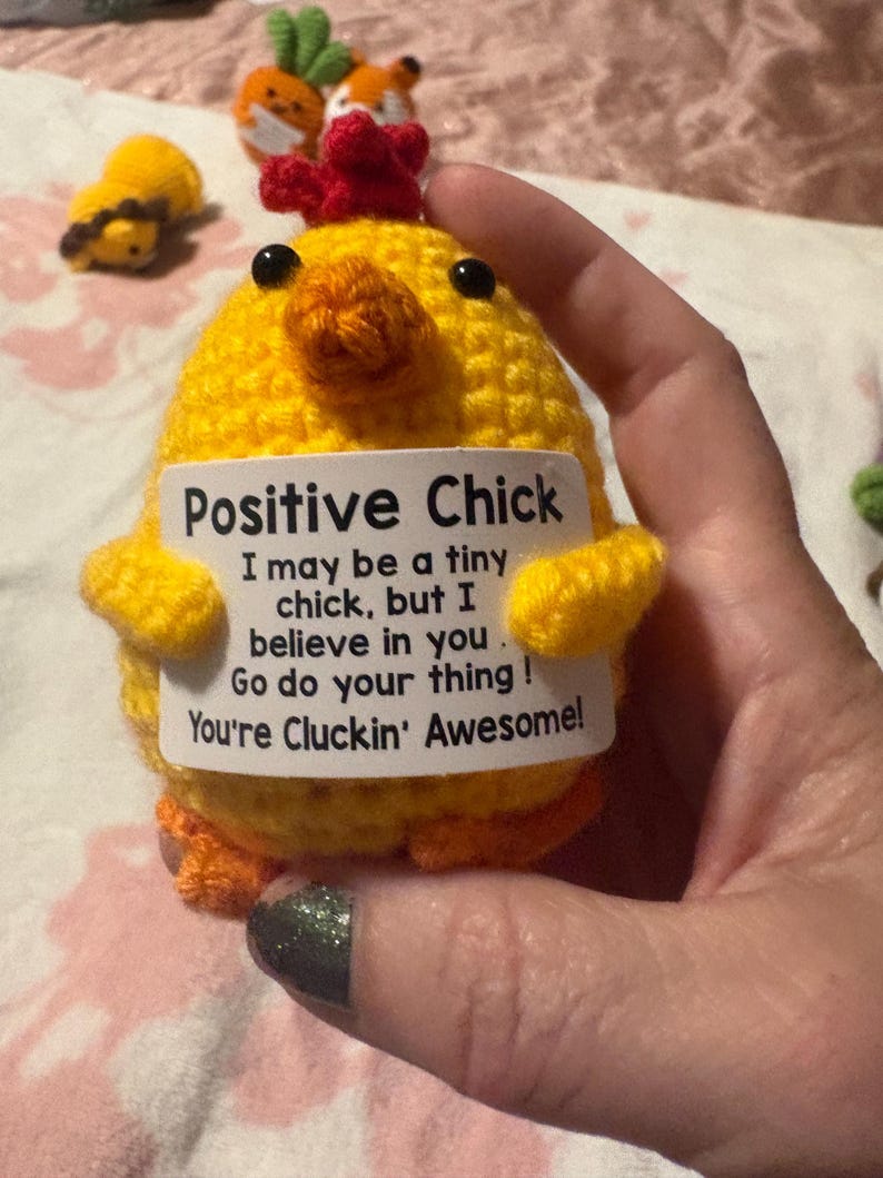 Positive Chick Amigurumi – Handmade Encouragement Desk Decor - Etsy