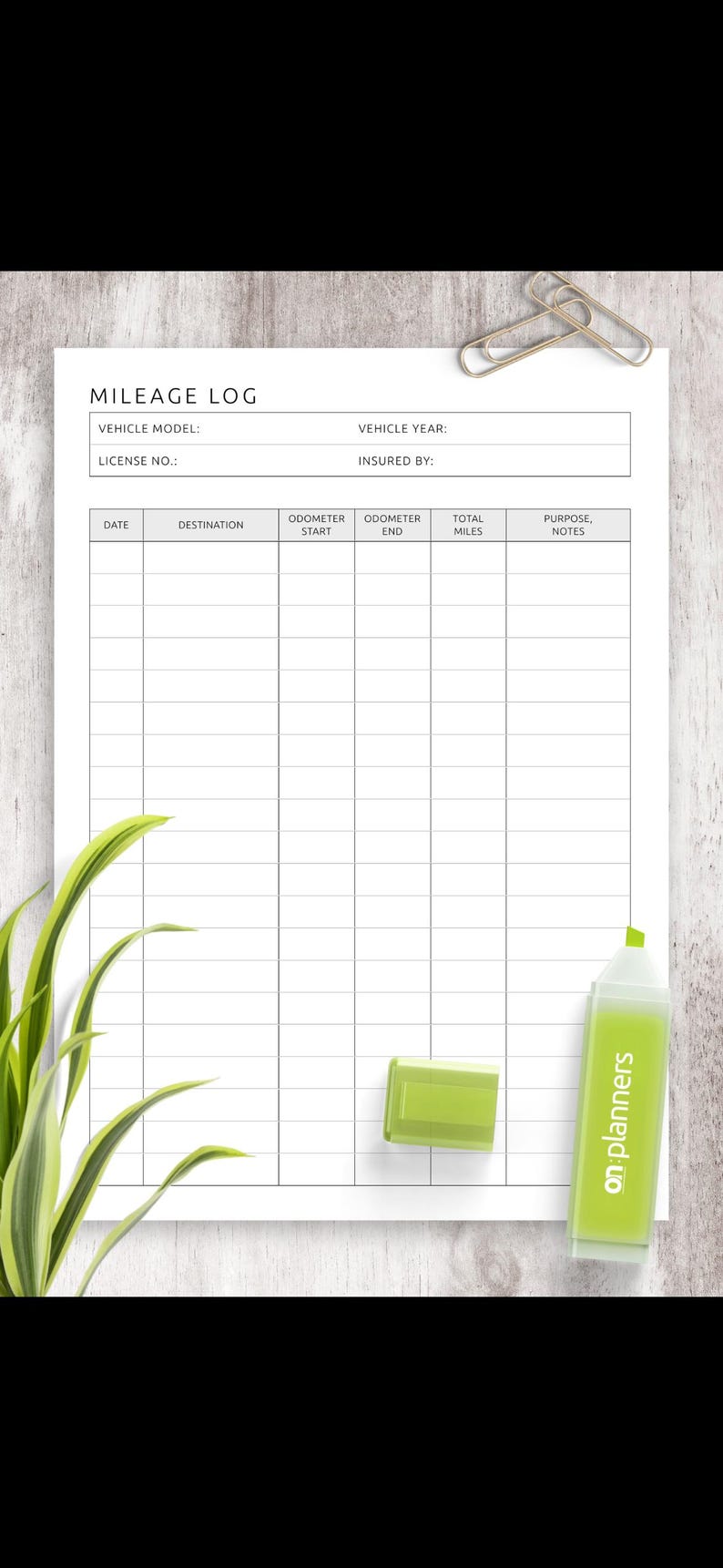Delivery Mileage Log Printable – Driver Tracker, Courier Log Sheet (10 ...