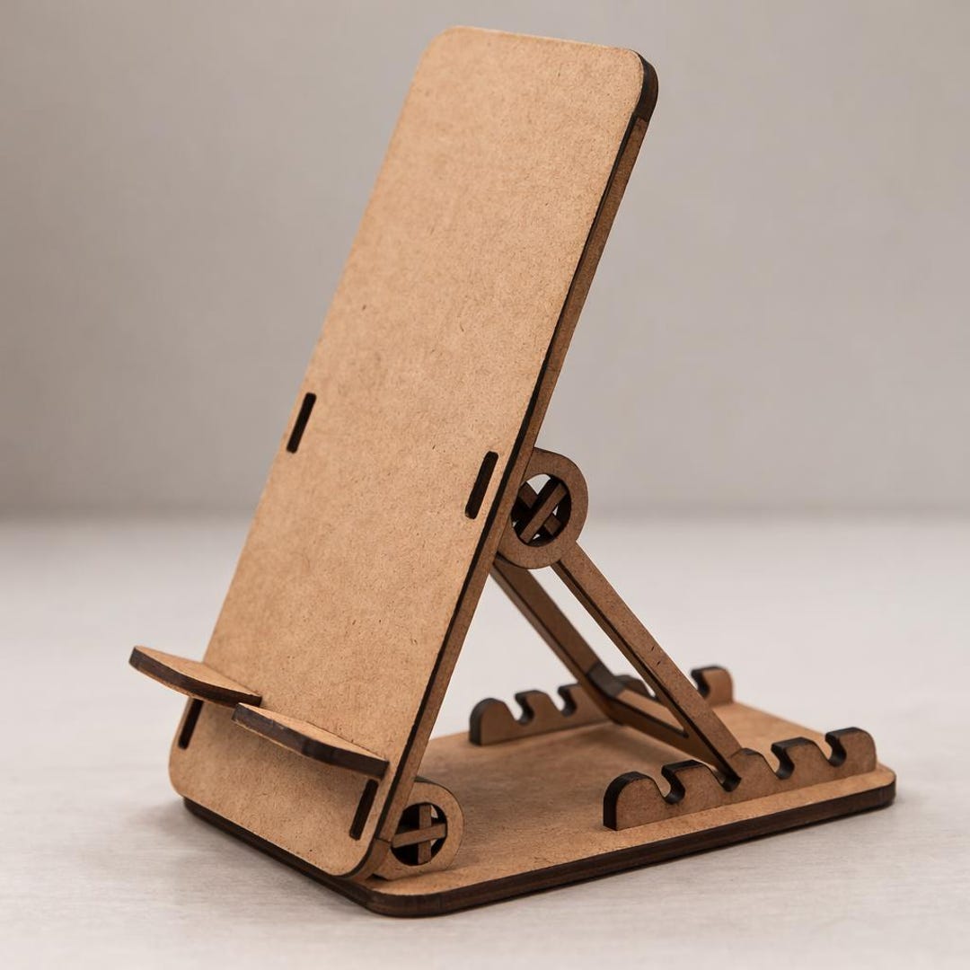 Adjustable Laser Cut MDF Phone Stand, Minimal Wood Desk Accessory - Etsy