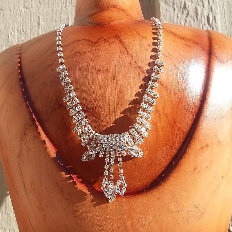 Rhinestone Necklace - Etsy