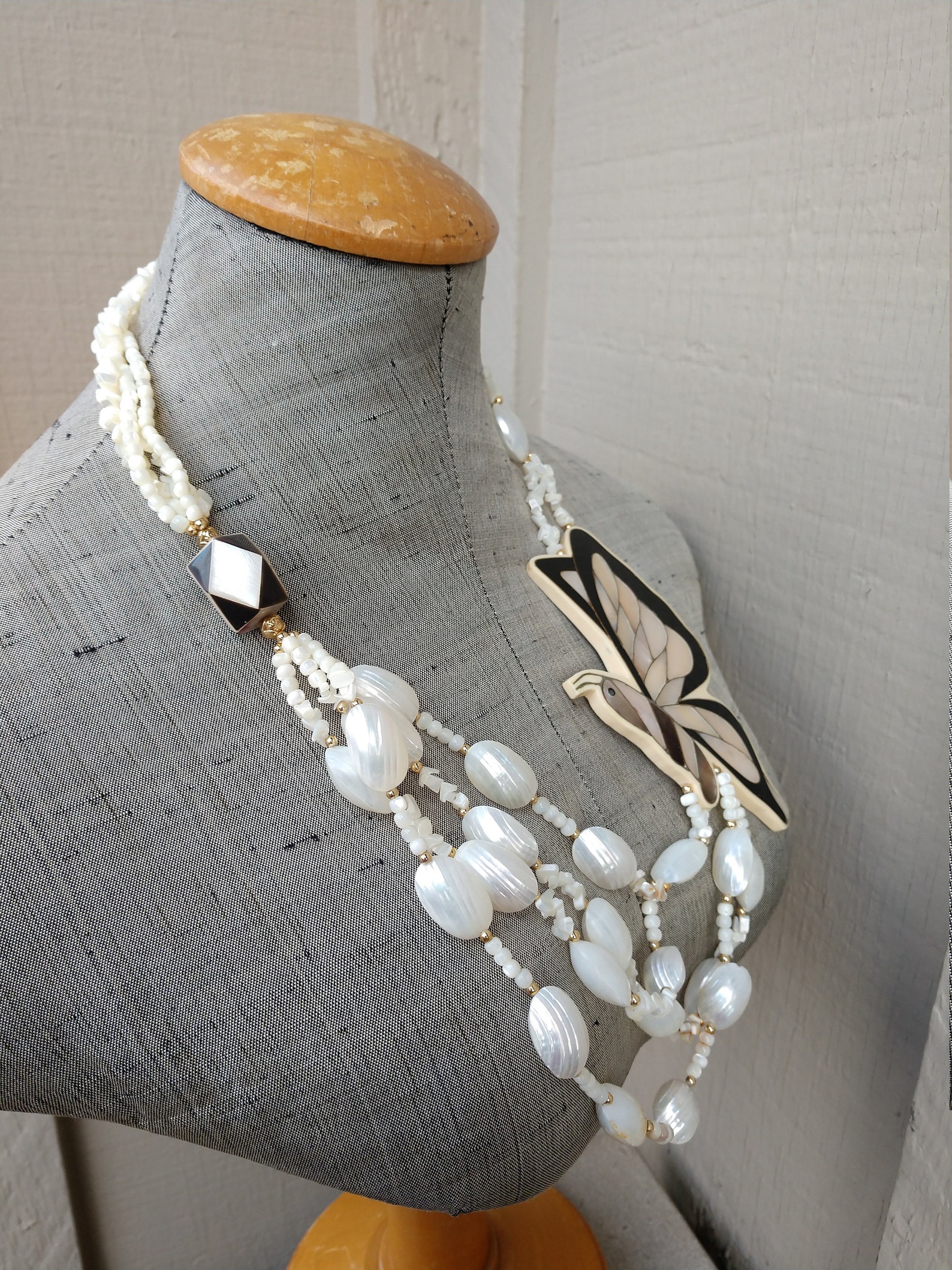 MOP Mother of Pearl Inlay Sea Shell Bead Butterfly Pendant - Etsy