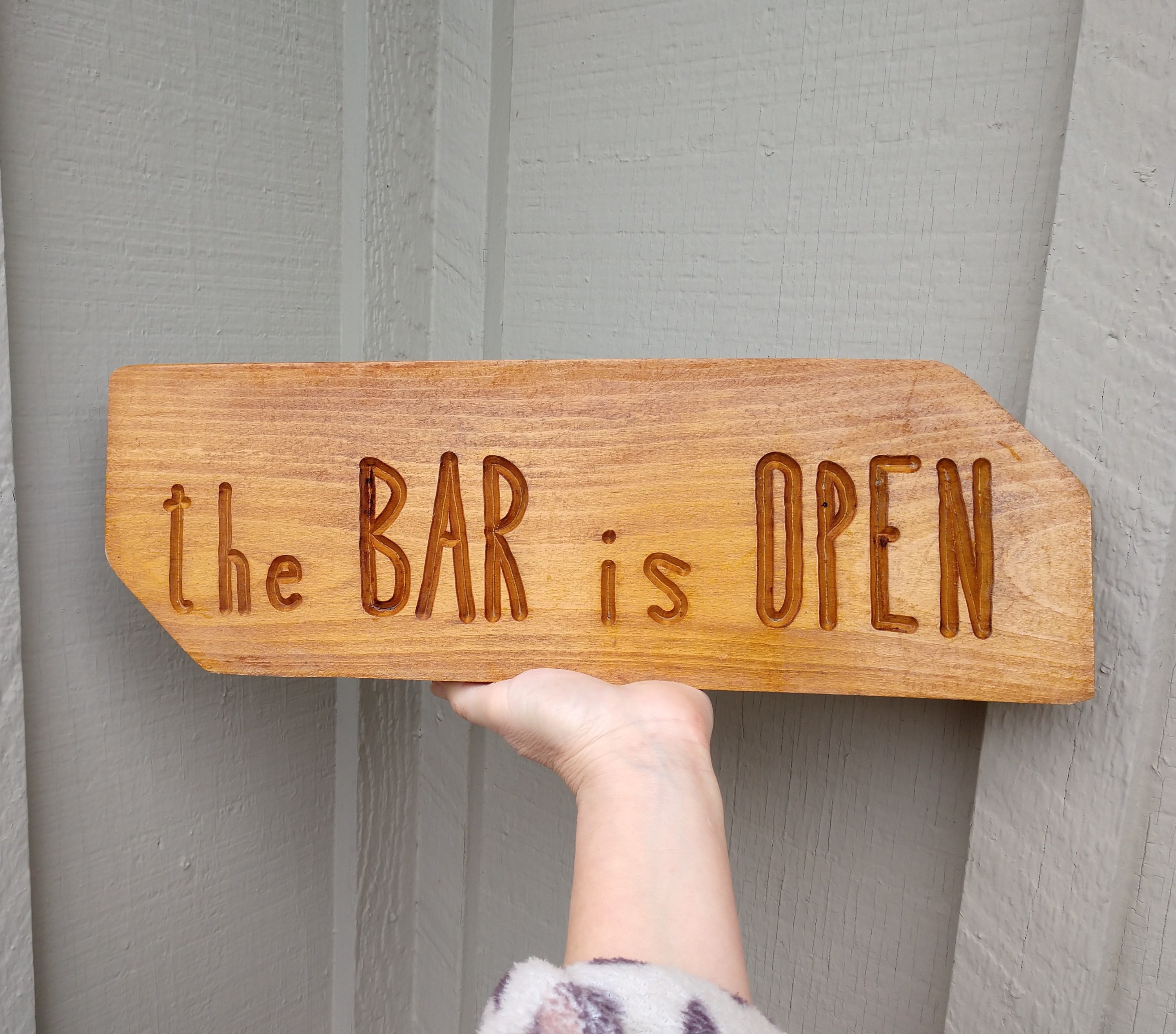 Carved Wood Sign the Bar is Open, Rustic Country Barn Wedding, Vintage ...