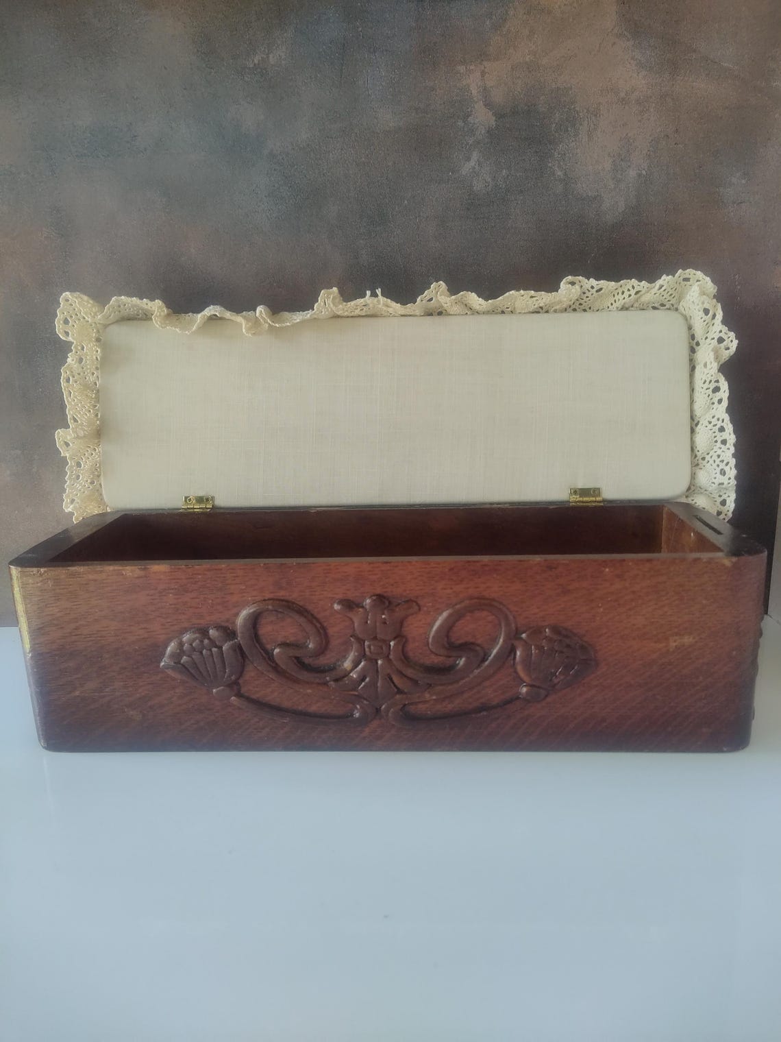Tapestry Pin Cushion Display Storage Jewelry Box | Antique Sewing ...