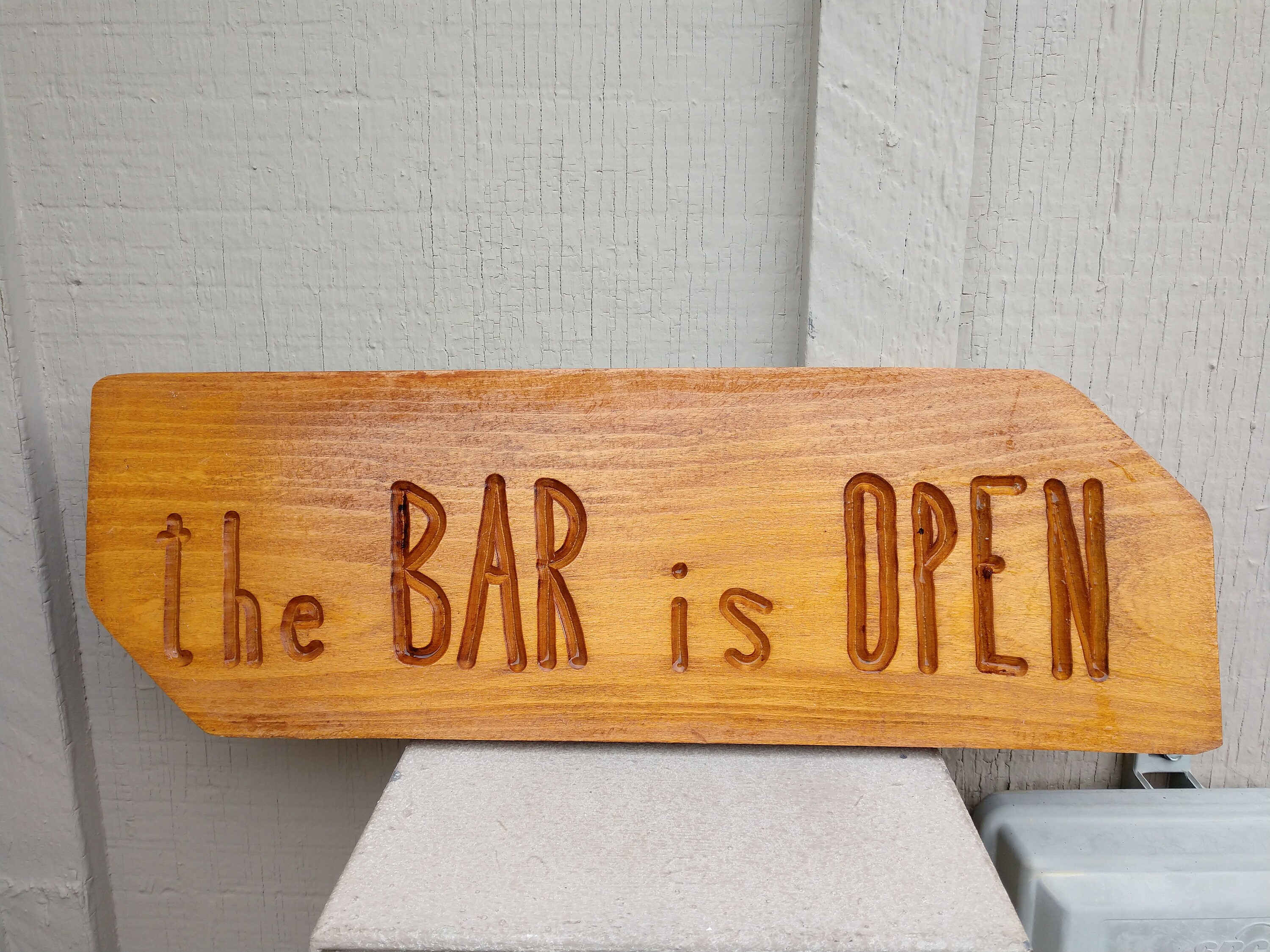 Carved Wood Sign the Bar is Open, Rustic Country Barn Wedding, Vintage ...