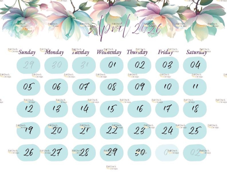 April 2026 Printable Monthly Planner, Spring Art, Desk Organizer ...