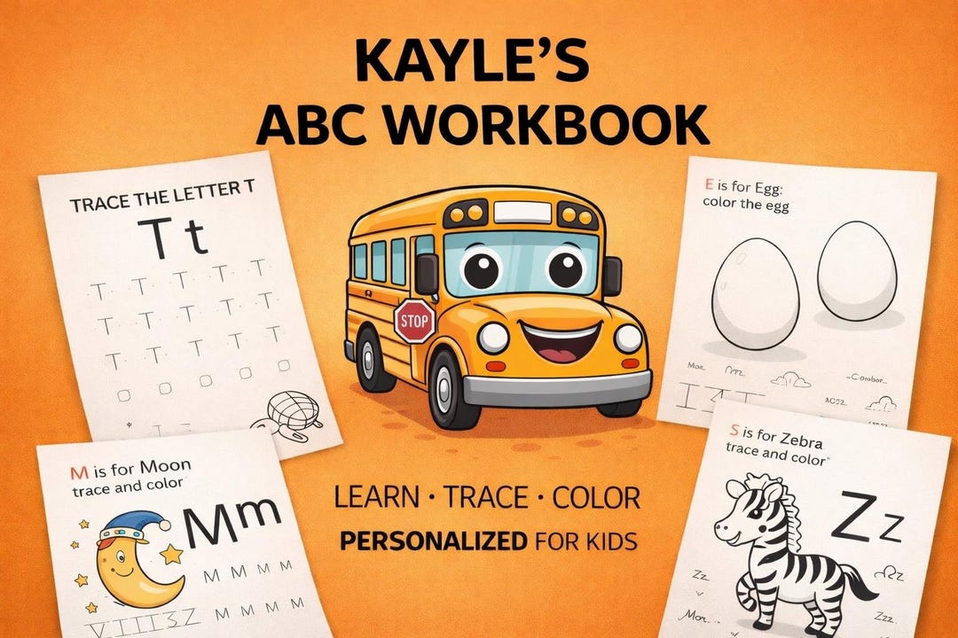Personalized ABC Tracing Book, Alphabet Workbook, Kids Handwriting ...