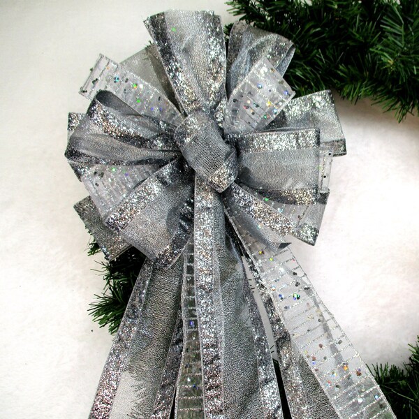 Silver Christmas Bow - Etsy
