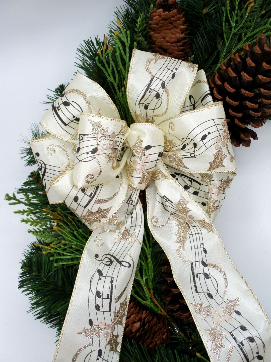 Musical Notes Bow / Music Bow / Christmas Bow / Wreath Bow / Christmas ...