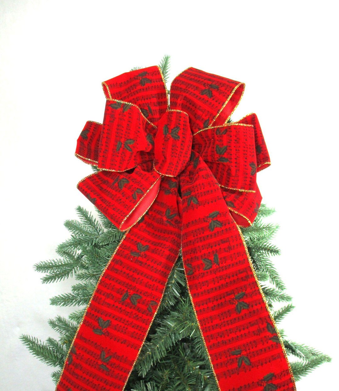 Musical Notes Bow / Red Velvet Music Bow / Christmas Bow / Large Wreath ...