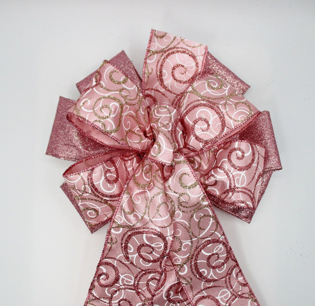 Pink Bow / Christmas Bow / Tree Topper Bow - Etsy