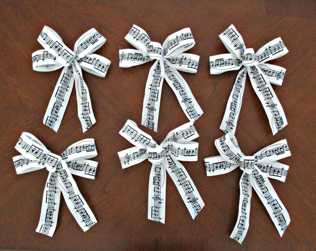 Musical Notes Bows, Set of 6 Whimsical Bows, Christmas Wreath Bow ...